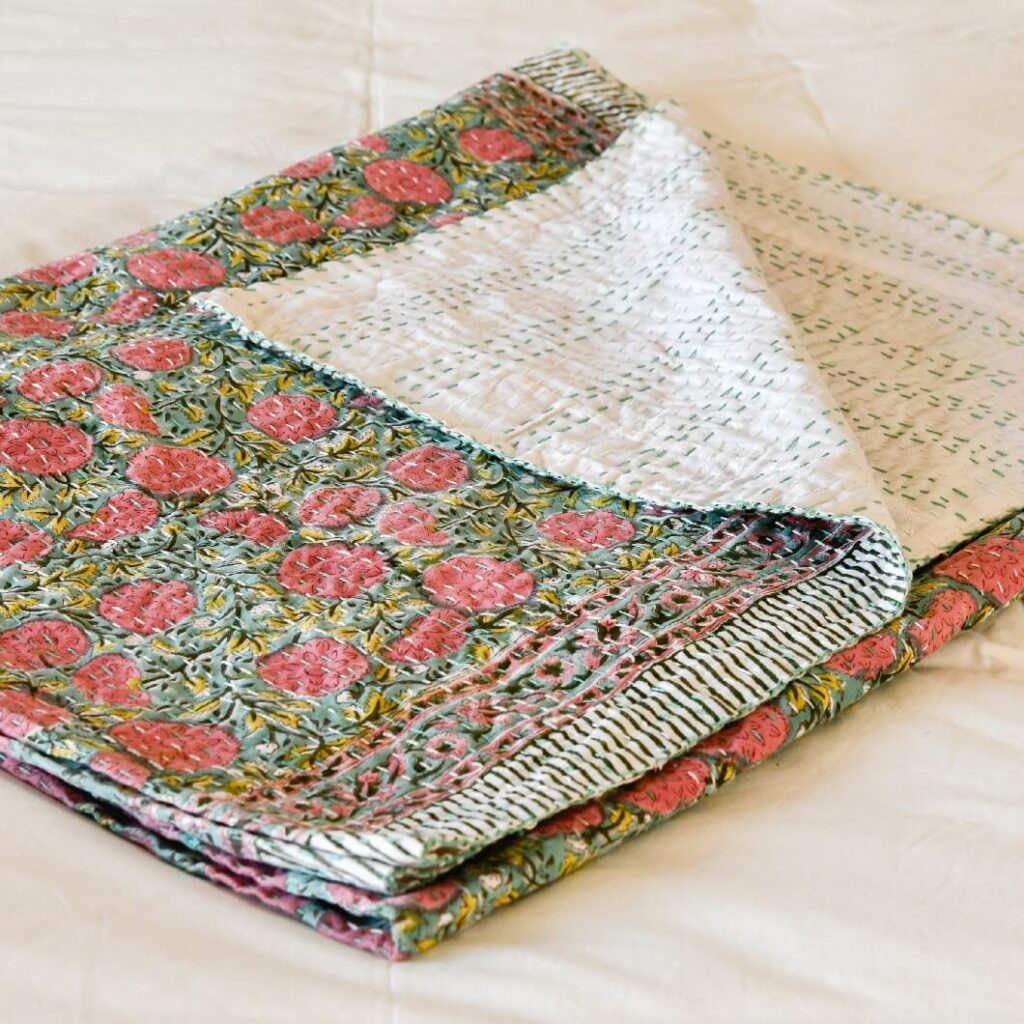 Kakori Single Hand Block Printed Coverlet - Andsara