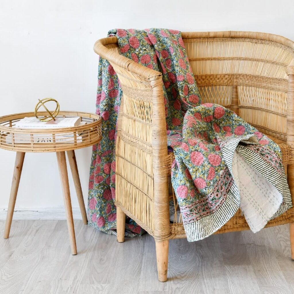 Kakori Single Hand Block Printed Coverlet - Andsara